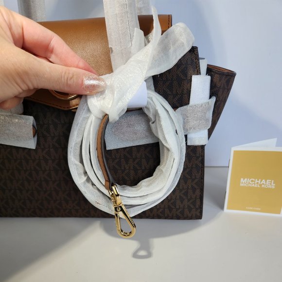 Michael Kors | Bags | Michael Kors Carmen Medium Logo Belted Satchel Nwt | Poshmark